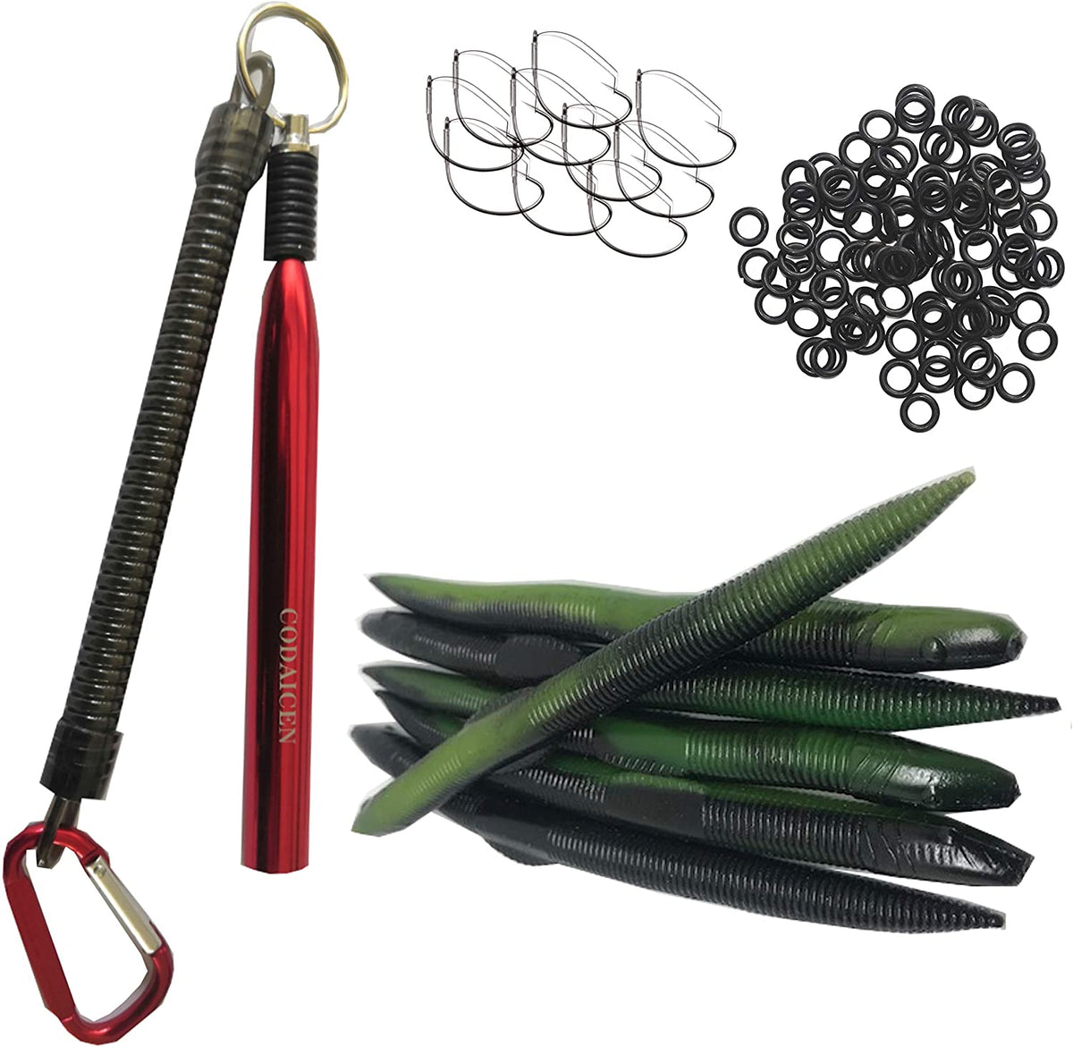 Wacky Rig Worm Fishing Tool Kit - Wacky Rig Tool, 125 Wacky Worm O-Rin ...